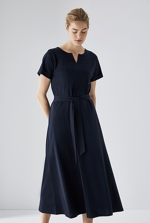 Night Sky Cotton Interlock Dress - WOMEN Dresses | Trenery