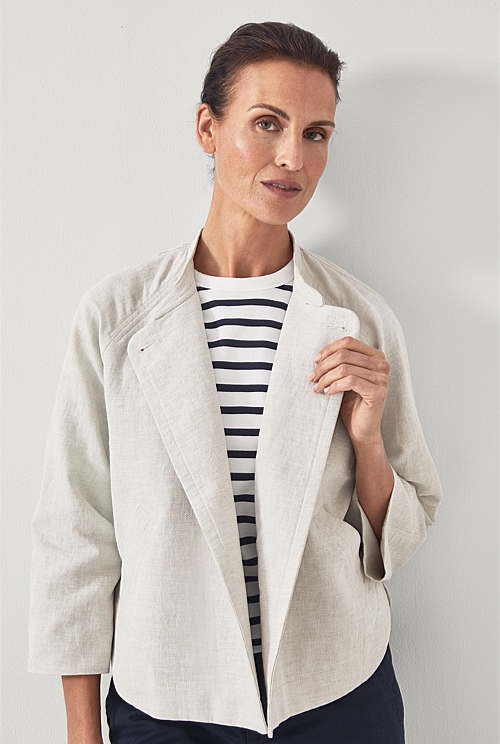 Flax Linen Cotton Relaxed Jacket - WOMEN Jackets & Coats | Trenery