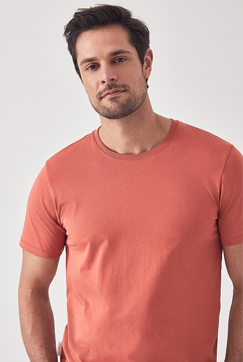 Terracotta Organic Cotton Crew T-shirt - MEN Organic Cotton T-Shirts ...