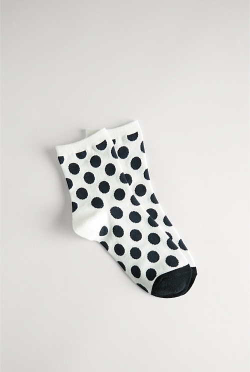 Marshmallow Coin Spot Crew Sock - WOMEN Socks & Tights | Trenery