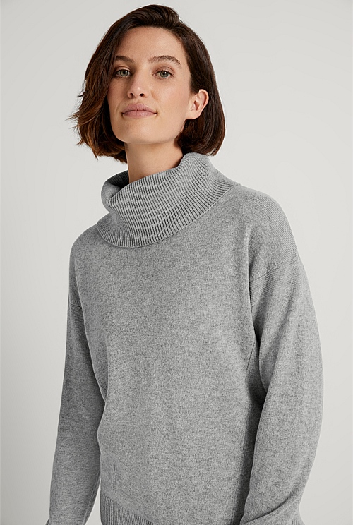 Light Grey Marle Relaxed Wedge Seam Pullover - WOMEN Knitwear | Trenery