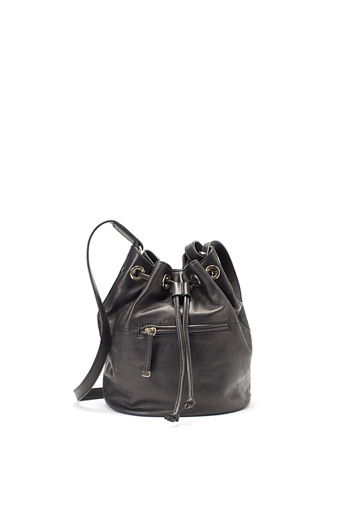 Black Drawstring Shoulder Bag - WOMEN Handbags | Trenery