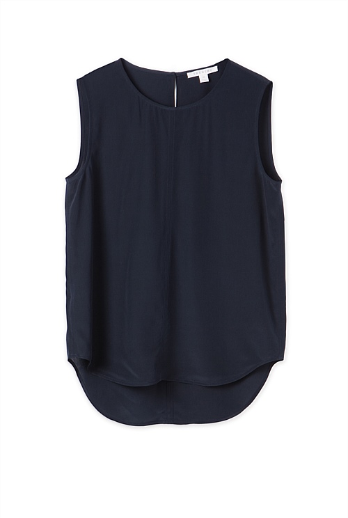 Night Sky Simple Silk Shell Top - WOMEN Shirts | Trenery