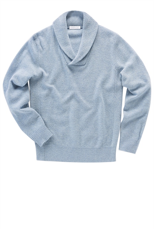 Arctic Blue Shawl Collar Knit - MEN Knitwear | Trenery