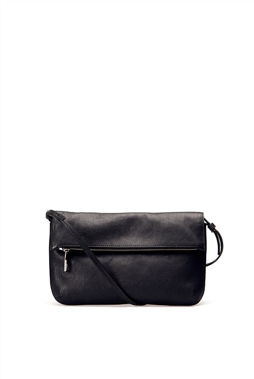 Black Leather Sling Bag - WOMEN Handbags | Trenery
