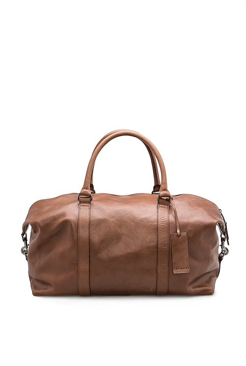 Caramel Brown Thomas Leather Weekender - MEN MEN | Trenery