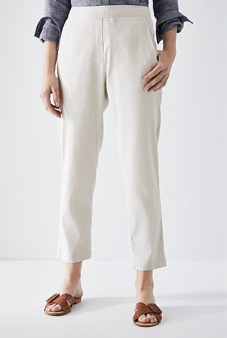 Flax Stretch Linen Pull On Pant - WOMEN Pants | Trenery
