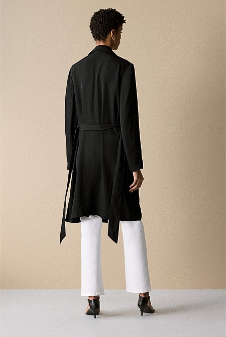 Black Draped Trench Coat - WOMEN Jackets & Coats | Trenery