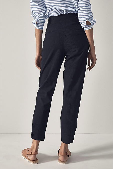 Night Sky Cotton Seersucker Pant - WOMEN Pants | Trenery