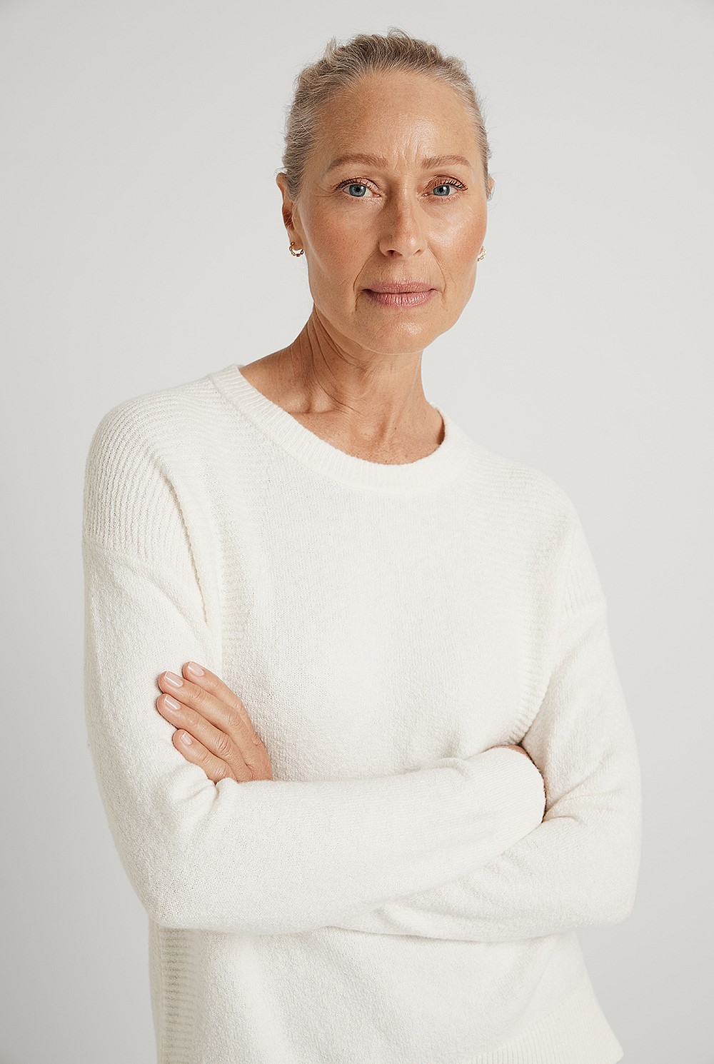 Marshmallow Crew Neck Stitch Detail Pullover - WOMEN Knitwear | Trenery