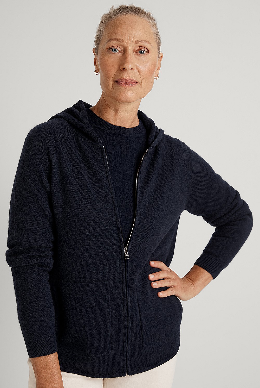 Night Sky Wool Zip Through Hoodie - WOMEN Knitwear | Trenery