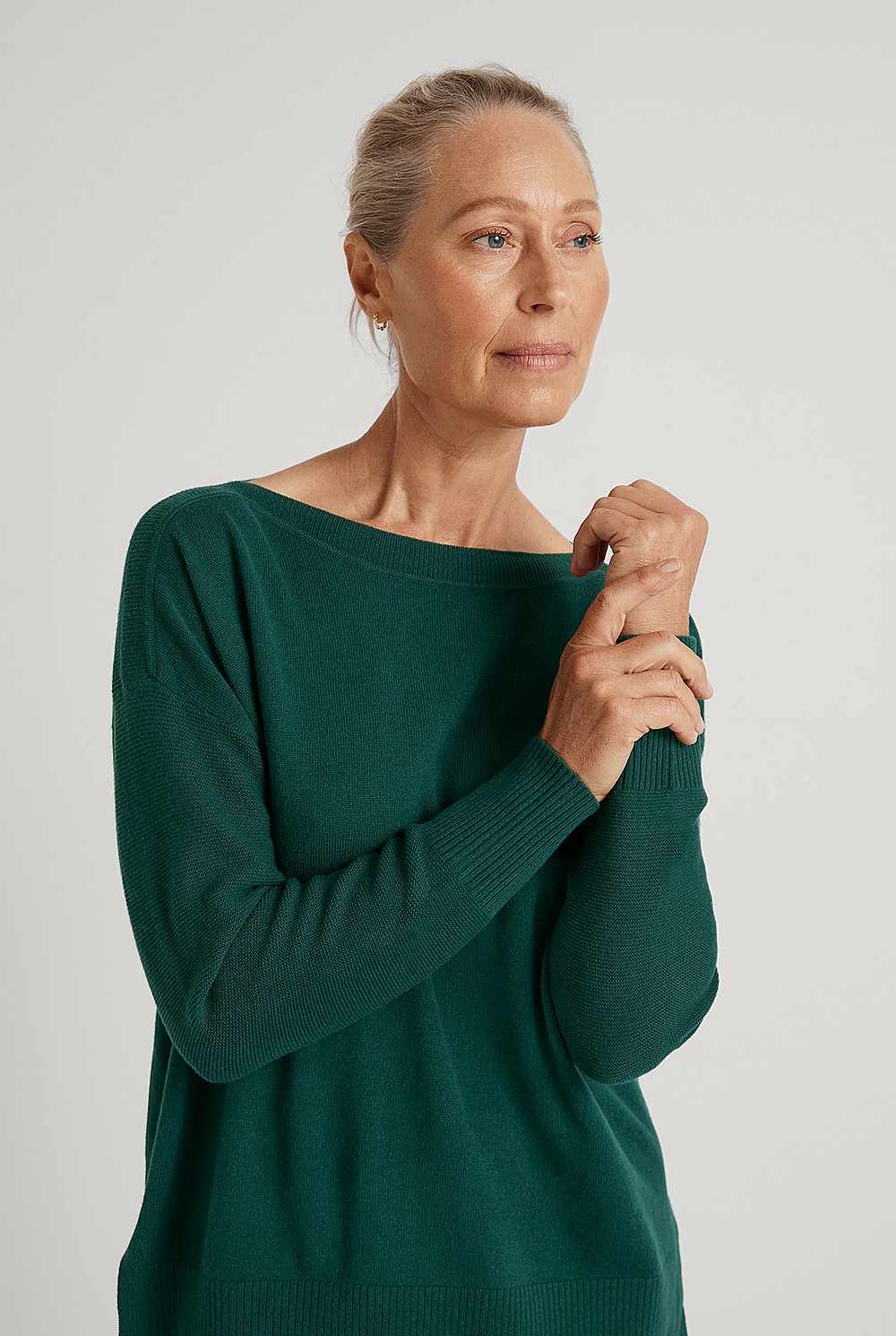 Vine Green Merino Boat Neck Pullover - WOMEN Knitwear | Trenery