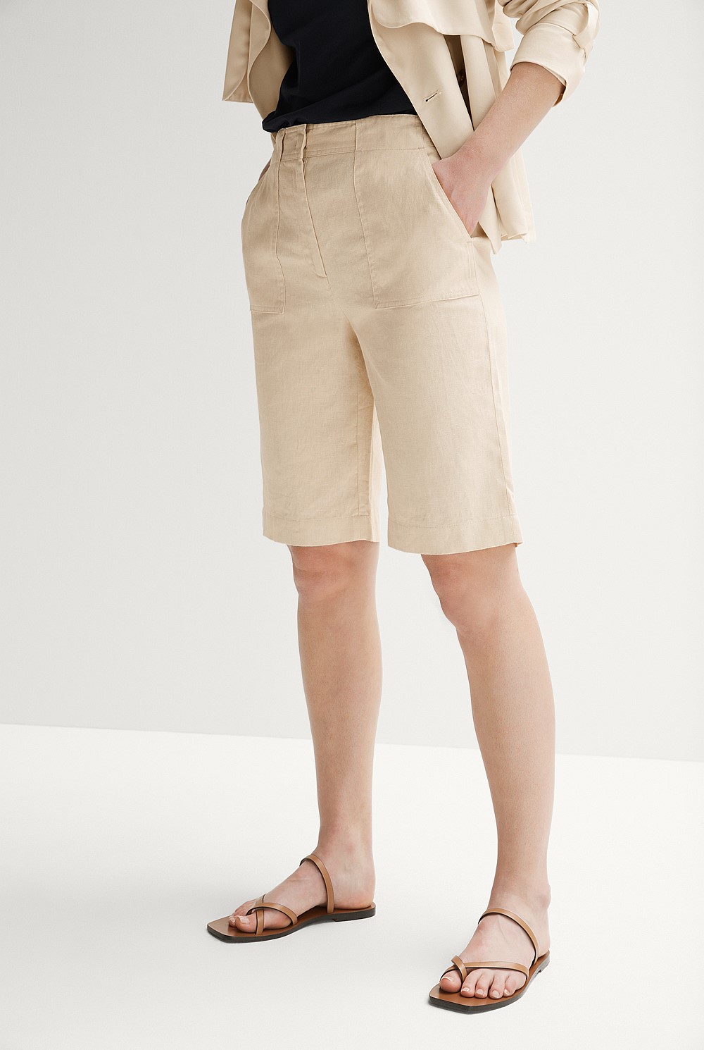 Flax Linen Longline Short - WOMEN Shorts | Trenery