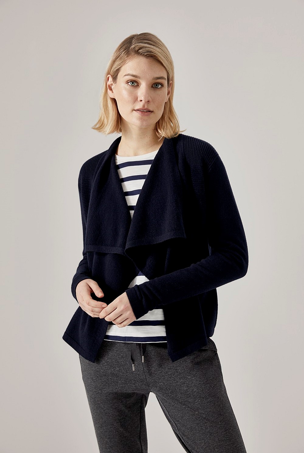 Night Sky Cotton Wool Waterfall Cardigan - WOMEN Knitwear | Trenery