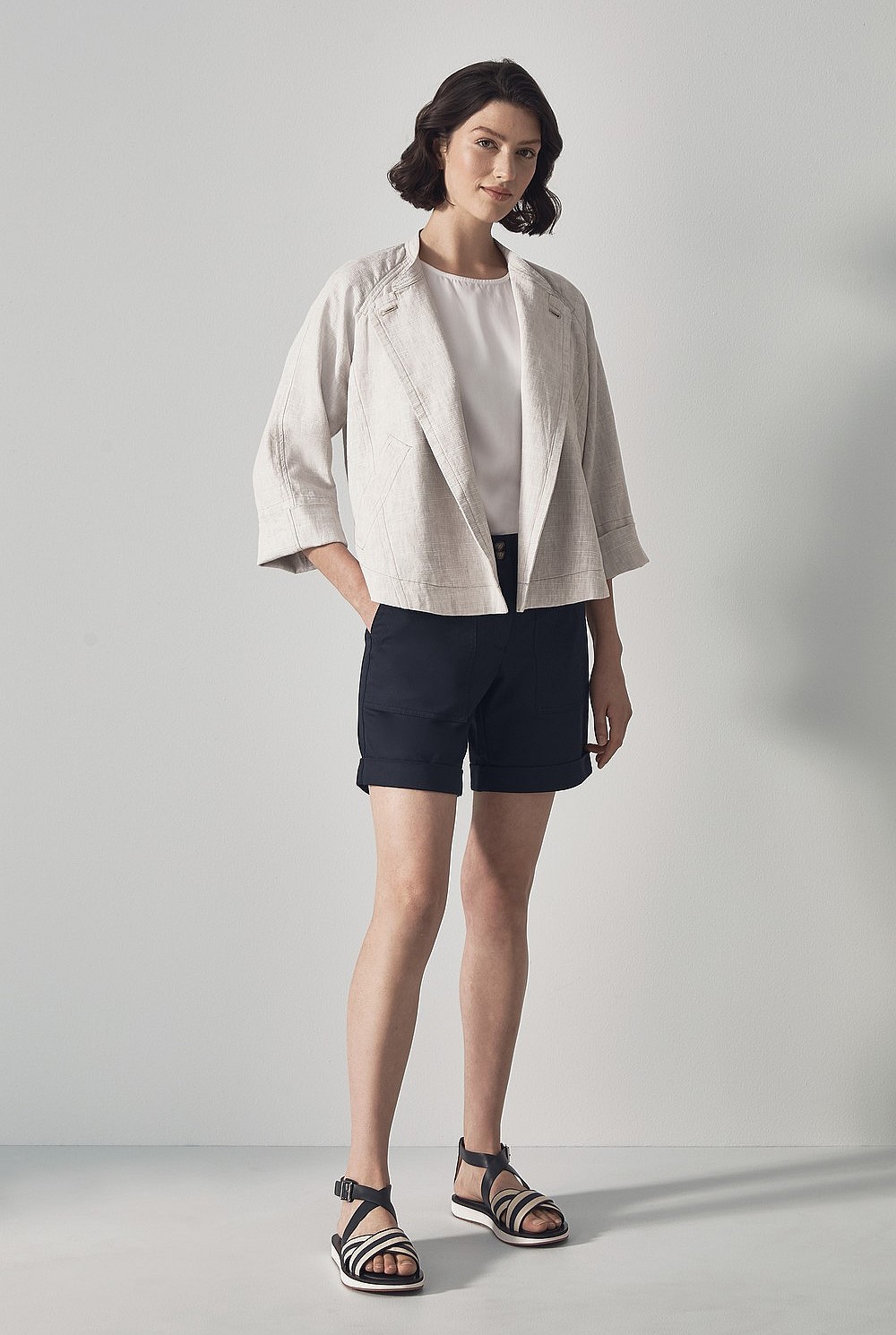 Flax Linen Cotton Blend Relaxed Jacket - WOMEN Jackets & Coats | Trenery