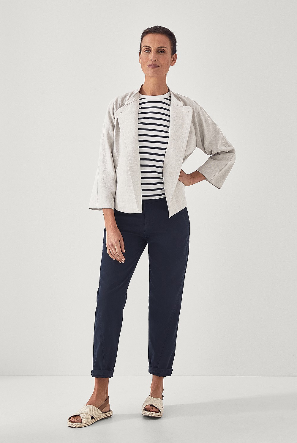 Night Sky Garment Dyed Yoke Detail Chino - WOMEN Pants | Trenery