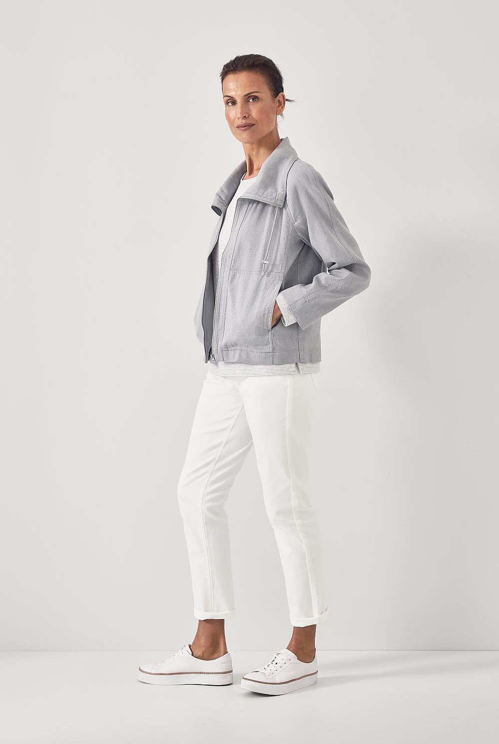 Light Grey Melange Organic Cotton Ottoman Stitch Sweat - WOMEN T-Shirts ...