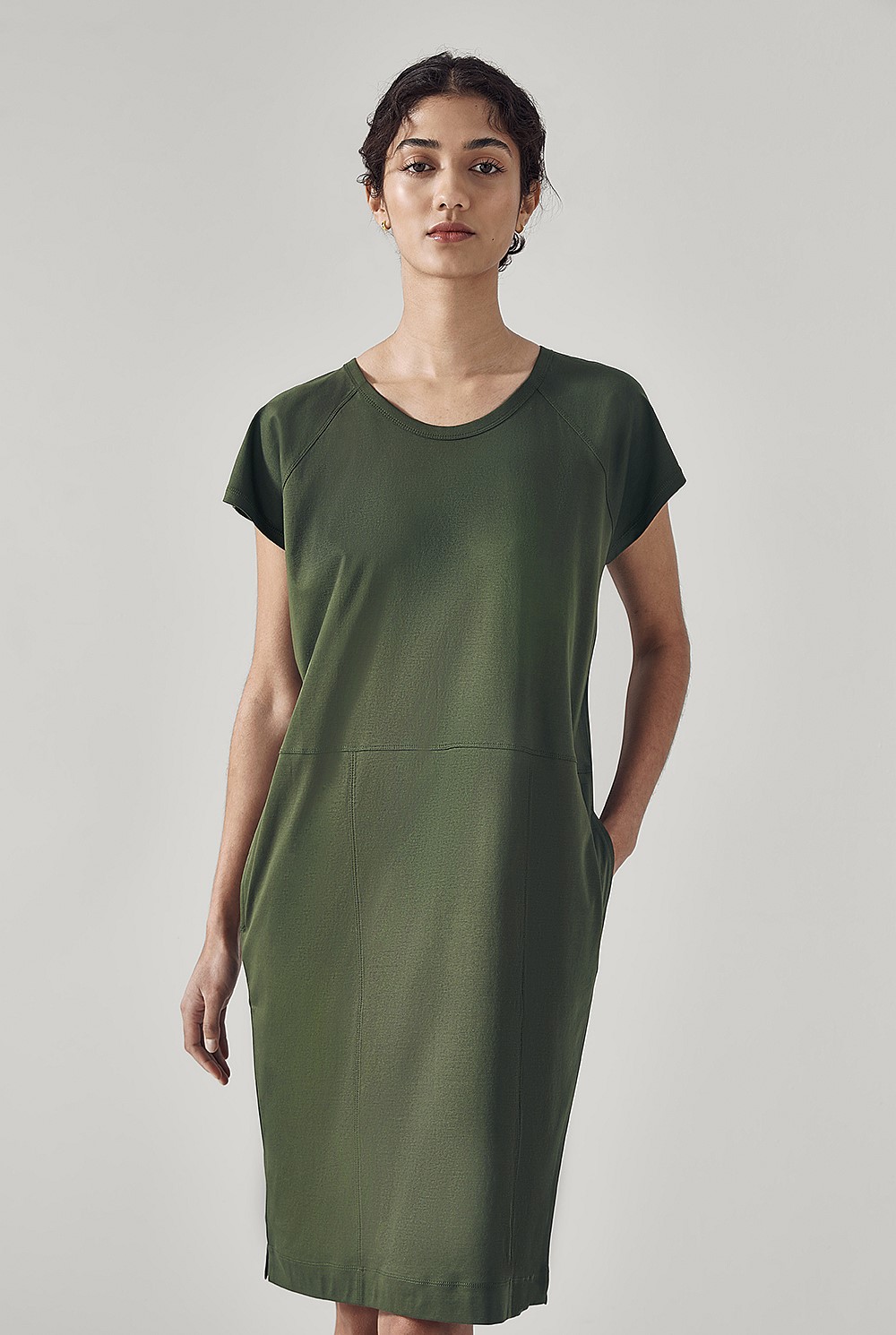 Ivy Cotton Interlock Panel Detail Dress - WOMEN Dresses | Trenery
