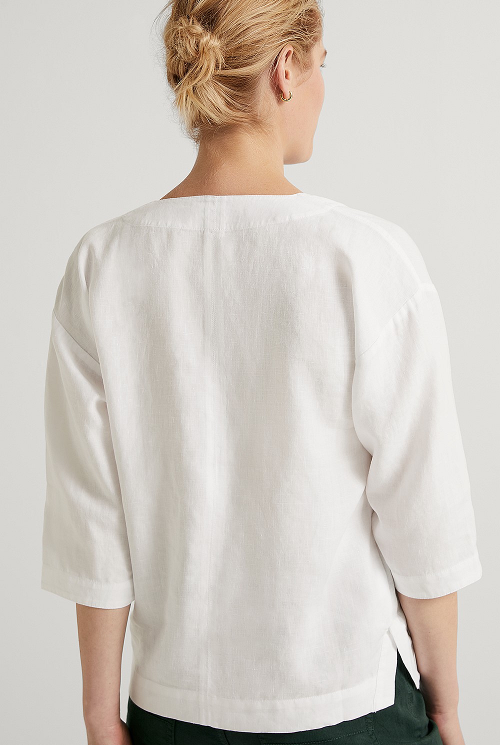 White Linen Dolman Sleeve Top - WOMEN Shirts | Trenery