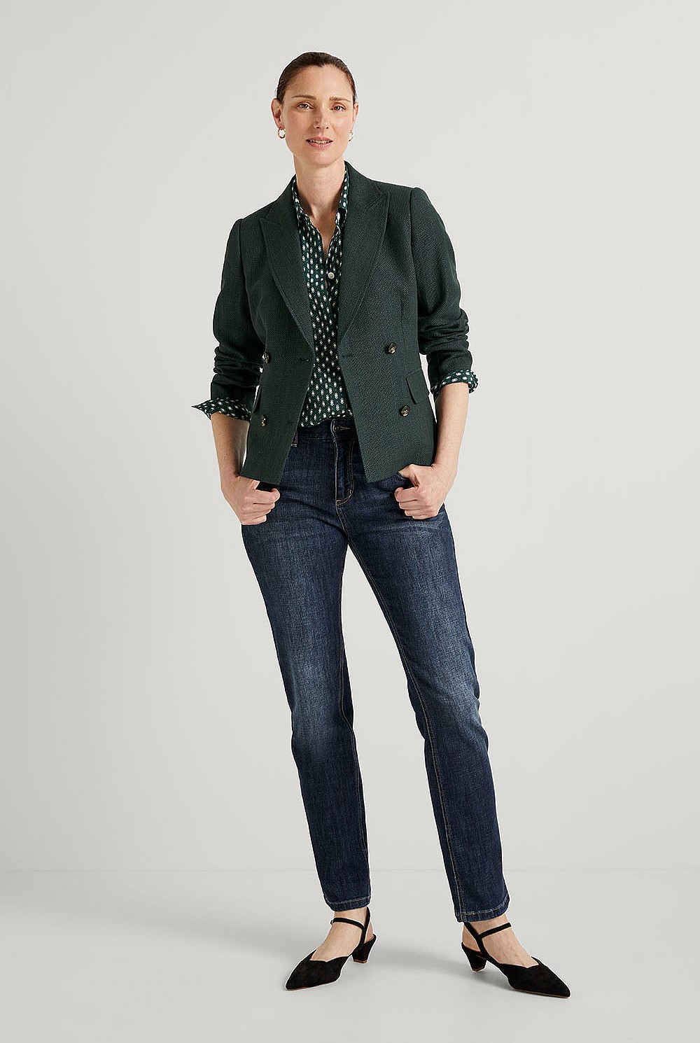 Dark Forest Double Breasted Zip Sleeve Blazer - WOMEN Jackets & Coats ...