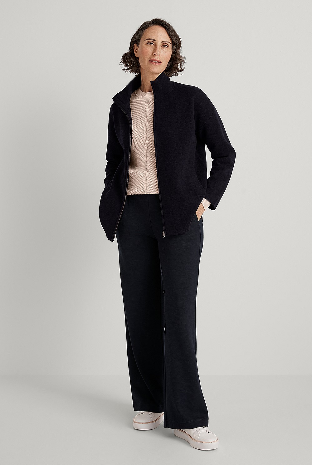 Night Sky Double Knit Zip Through Jacket - WOMEN Knitwear | Trenery