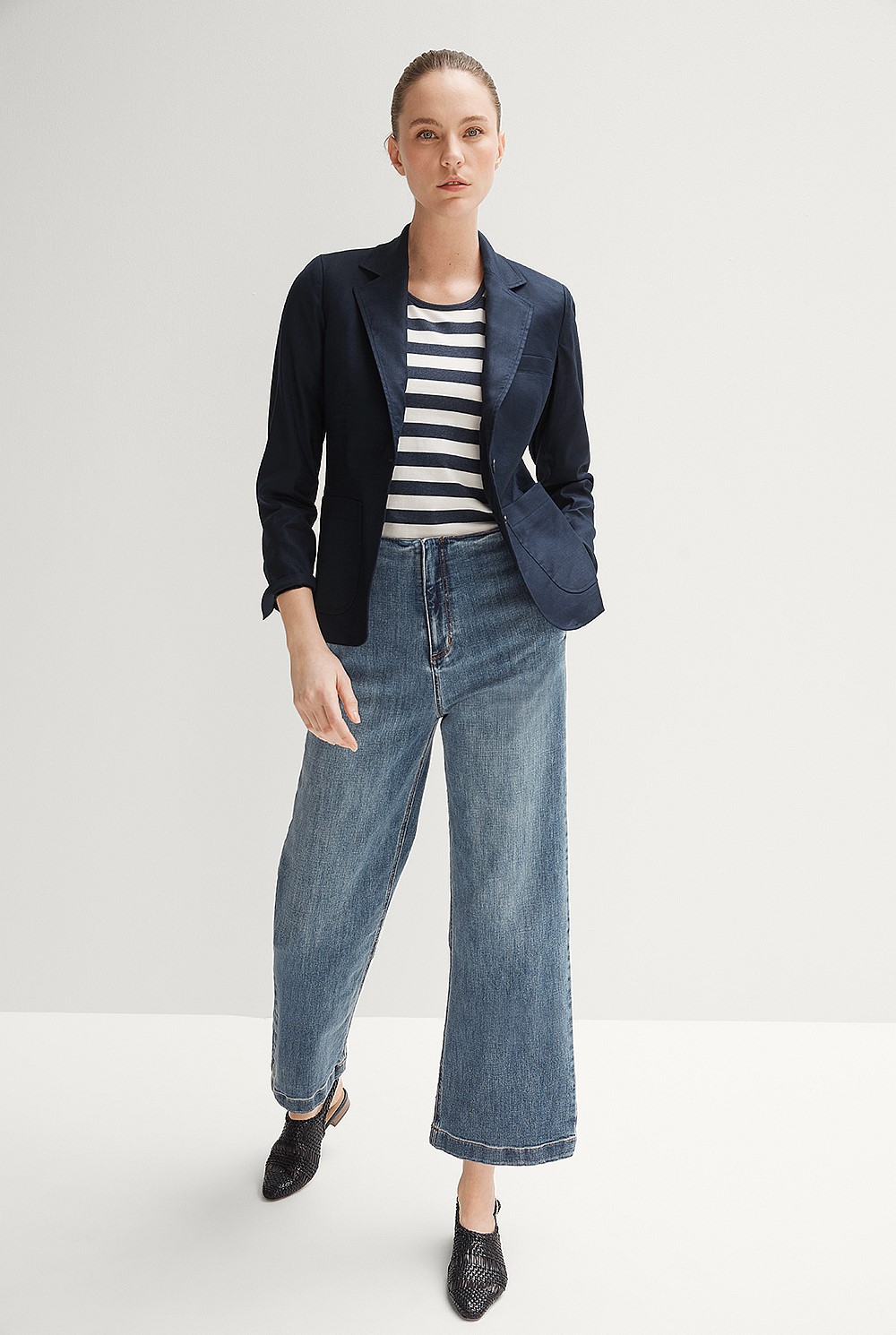 Night Sky Stretch Linen Patch Pocket Blazer - WOMEN Jackets & Coats ...