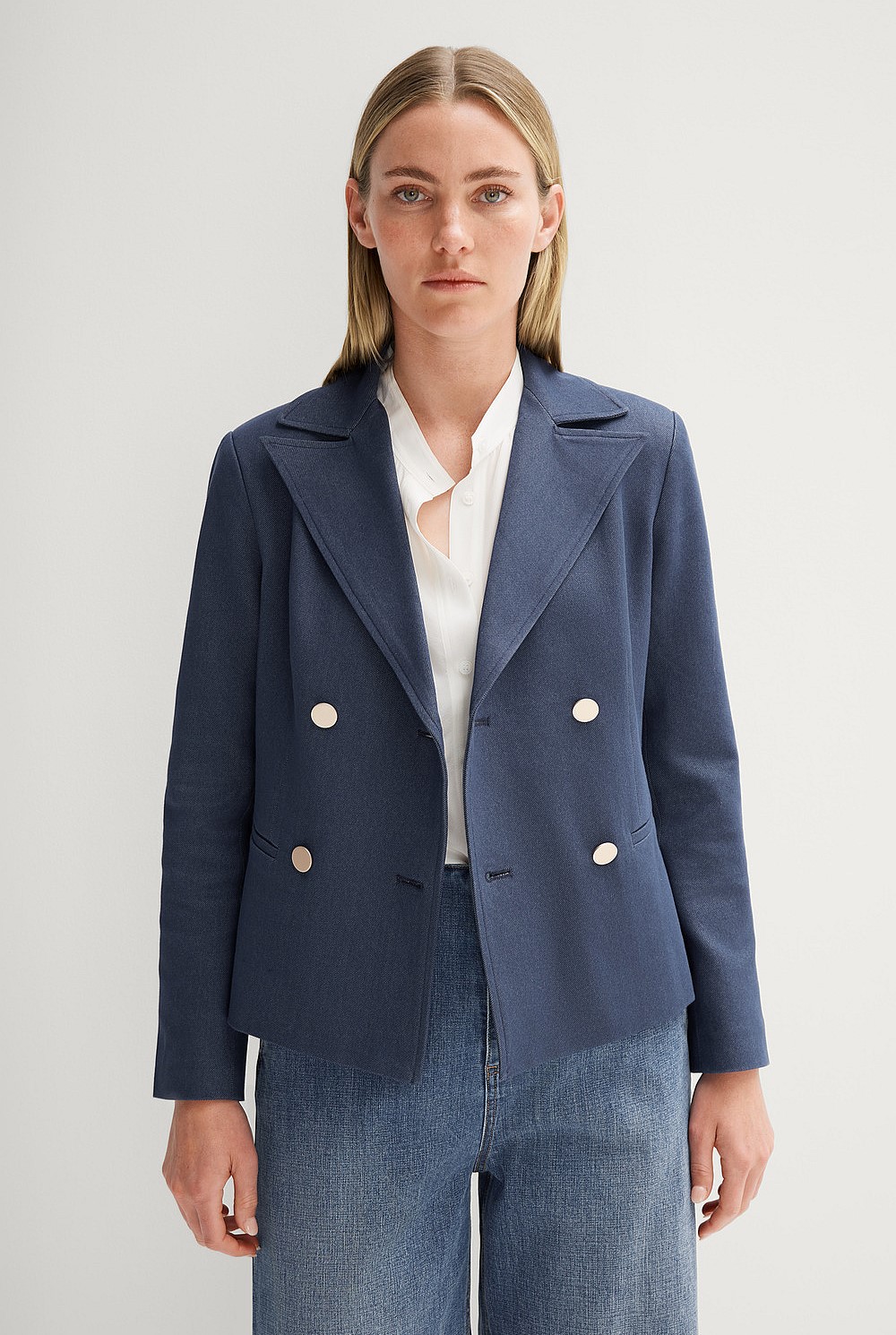 Indigo Ponte Indigo Double Breasted Jacket - WOMEN Jackets & Coats ...