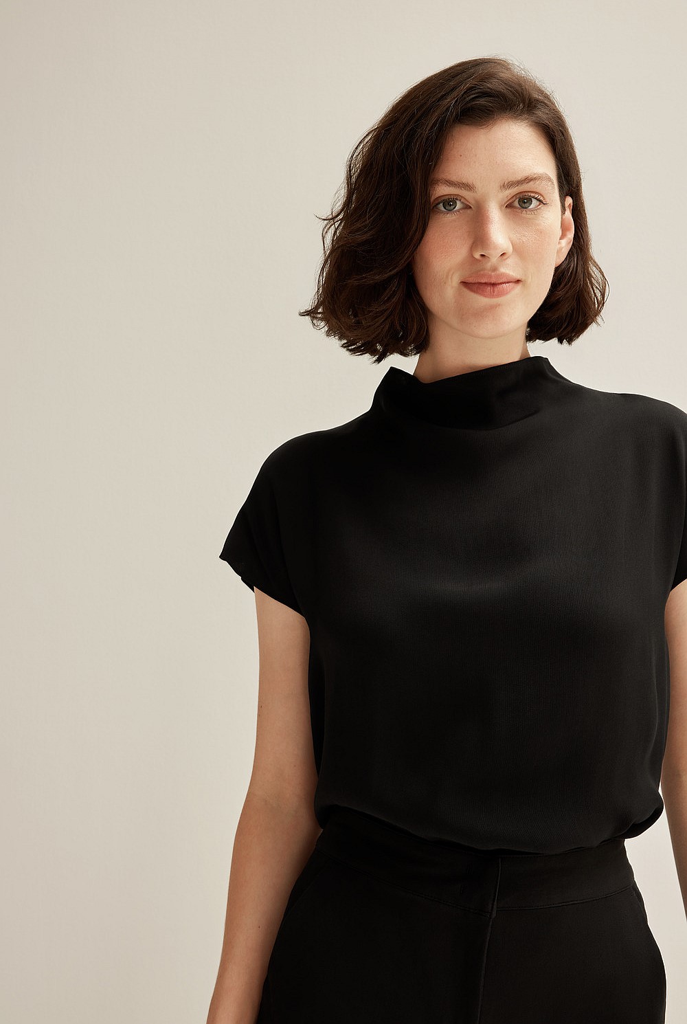 Black High Neck Top - WOMEN Shirts | Trenery