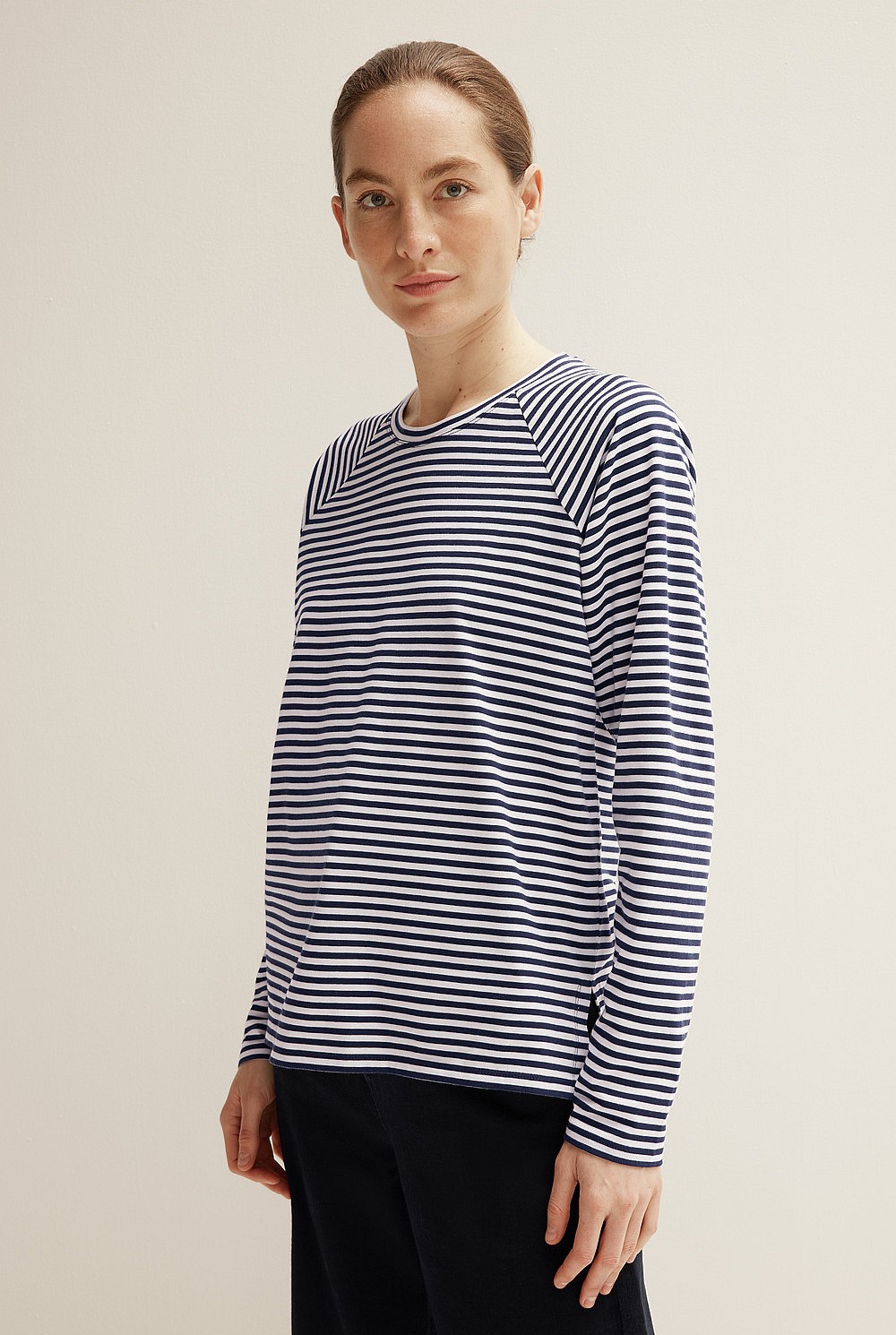 Night Sky Cotton Stripe Raglan Sleeve T-Shirt - WOMEN T-Shirts & Tops ...