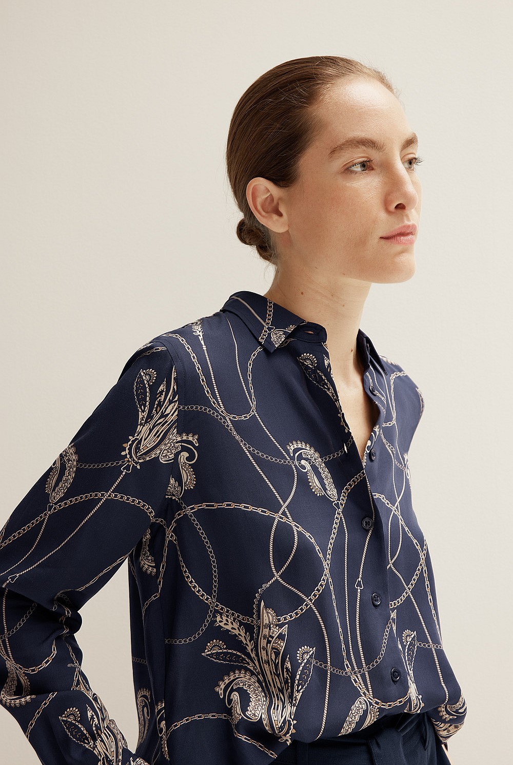 Night Sky Modal Ornate Chain Shirt - WOMEN Shirts | Trenery
